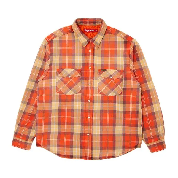 Supreme Quilted Flannel Snap Shirt - Orange | Editorialist
