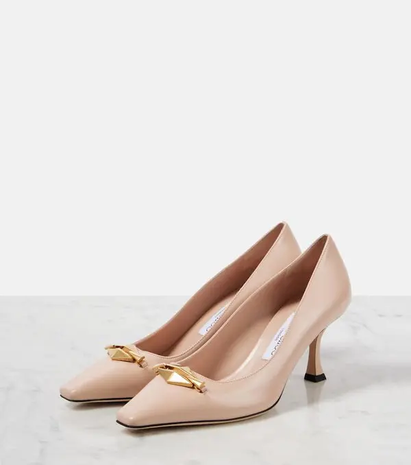 JIMMY CHOO Ryker 70 Embellished Leather Pumps - Pink