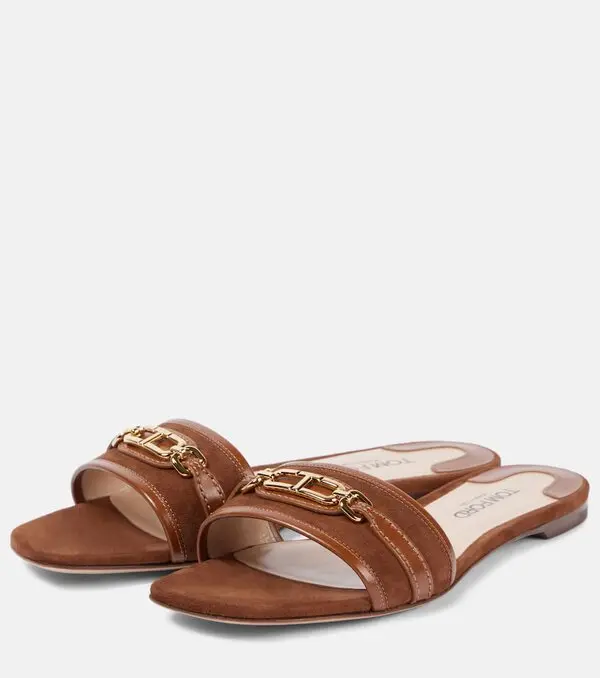 TOM FORD Whitney Stadium T Leather Slides - Black