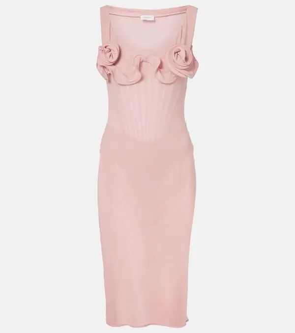 Magda Butrym Floral-appliqué Silk-blend Bustier Dress