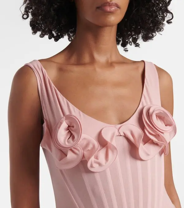 Magda Butrym Floral-appliqué Silk-blend Bustier Dress