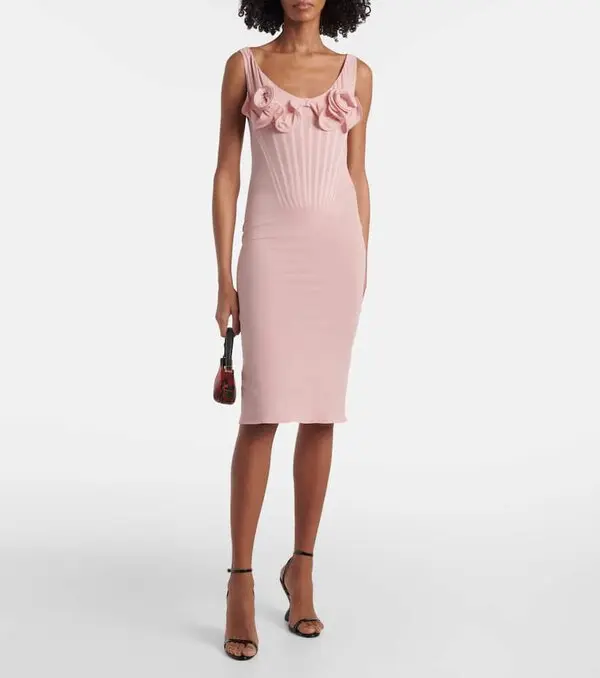 Magda Butrym Floral-appliqué Silk-blend Bustier Dress
