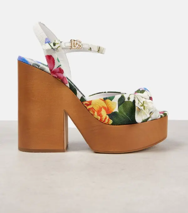 Dolce & Gabbana Floral Jacquard Platform Sandals