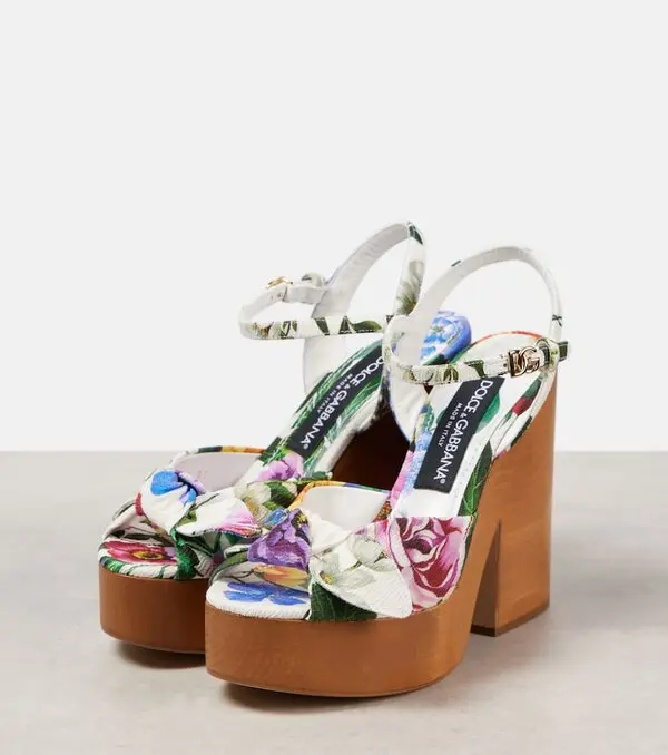 Dolce & Gabbana Floral Jacquard Platform Sandals