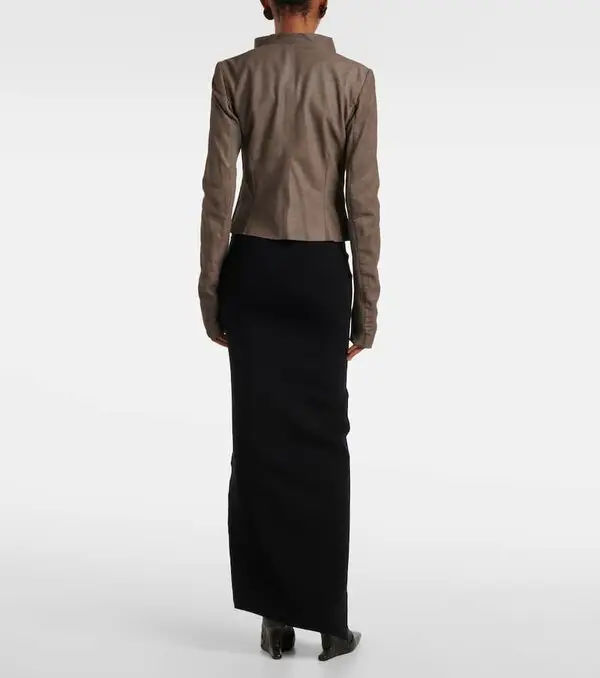 Rick Owens Leather Biker Jacket - Grey
