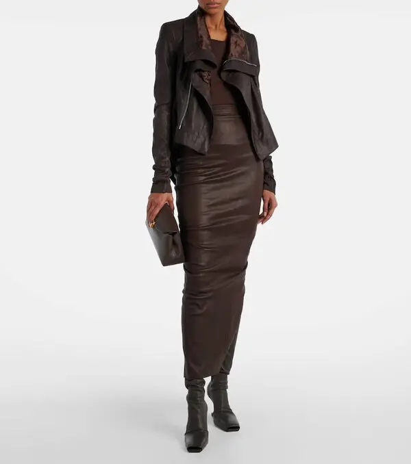 Rick Owens Naska Leather Biker Jacket - Brown