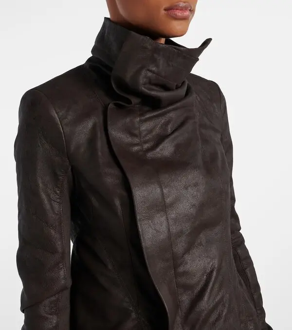Rick Owens Naska Leather Biker Jacket - Brown