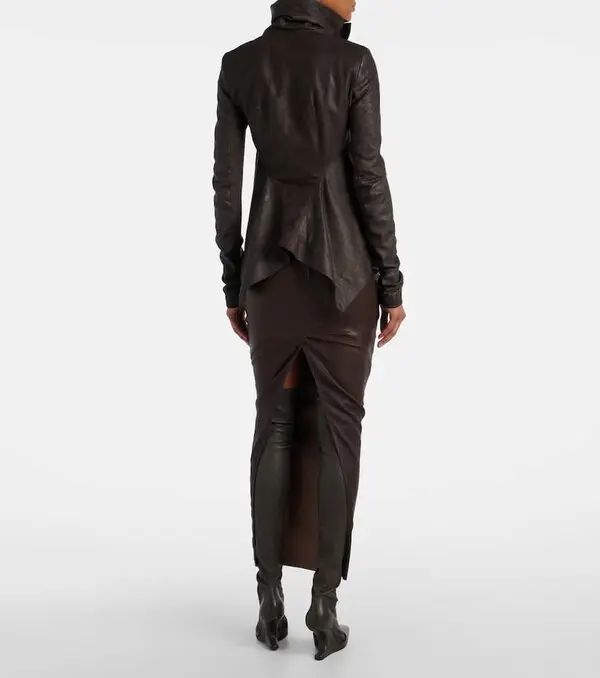 Rick Owens Naska Leather Biker Jacket - Brown