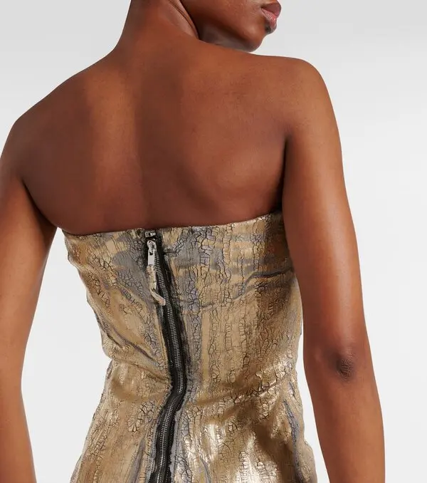 Rick Owens Coated Denim Bustier Gown