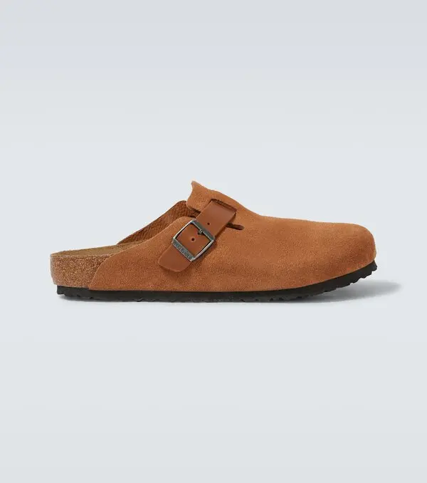 BIRKENSTOCK Boston Suede Clogs - Brown