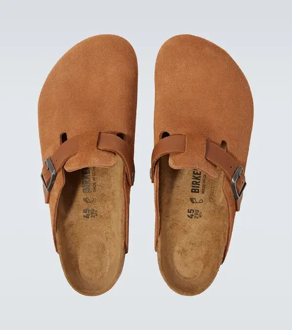 BIRKENSTOCK Boston Suede Clogs - Brown