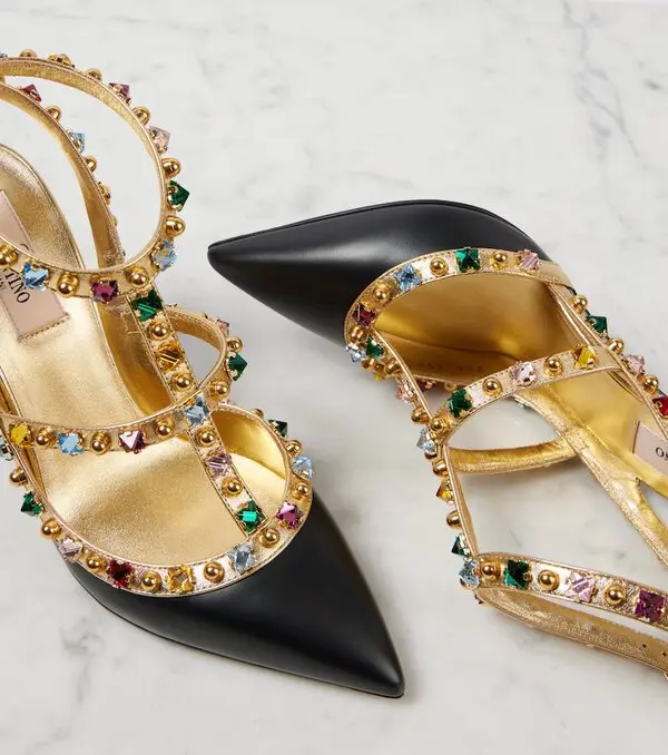 Valentino Garavani Rockstud Leather Slingback Pumps