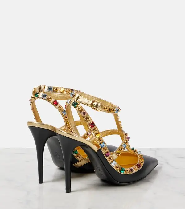 Valentino Garavani Rockstud Leather Slingback Pumps - Black