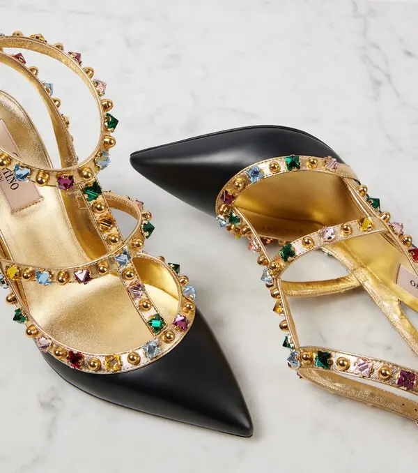 Valentino Garavani Rockstud Leather Slingback Pumps - Black