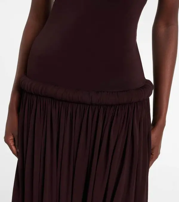 Alaïa Strapless Gathered Maxi Dress - Brown