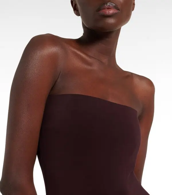 Alaïa Strapless Gathered Maxi Dress - Brown