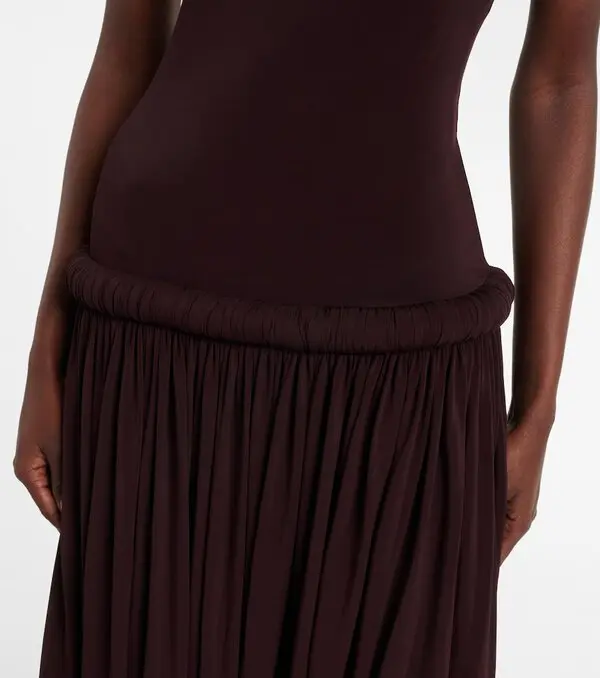 Alaïa Strapless Gathered Maxi Dress - Brown