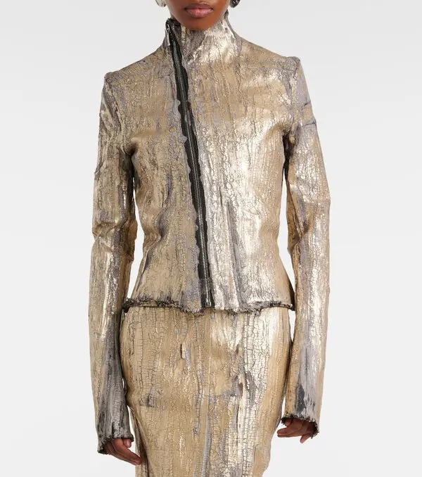 Rick Owens Gary Coated Denim Jacket - Gold