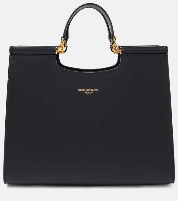 Dolce & Gabbana Sicily Medium Leather Tote - Black