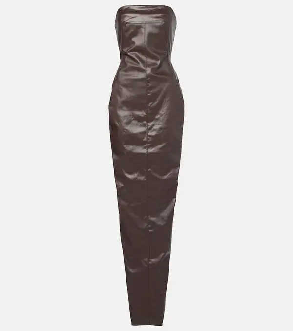 Rick Owens Denim Bustier Gown - Brown