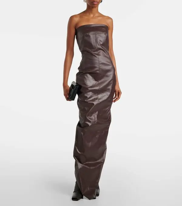 Rick Owens Denim Bustier Gown - Brown