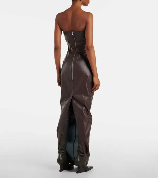 Rick Owens Denim Bustier Gown - Brown