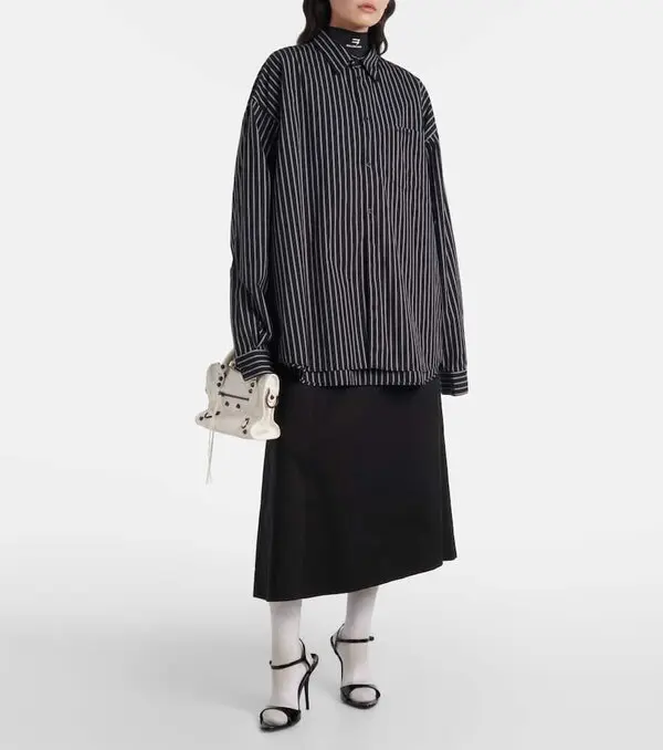Balenciaga Cotton Twill Midi Skirt - Black