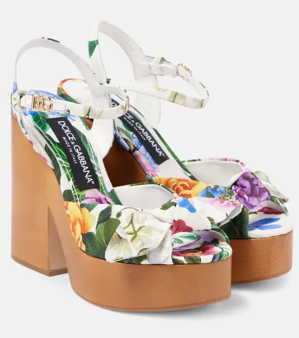 Dolce & Gabbana Floral Jacquard Platform Sandals - Multicoloured