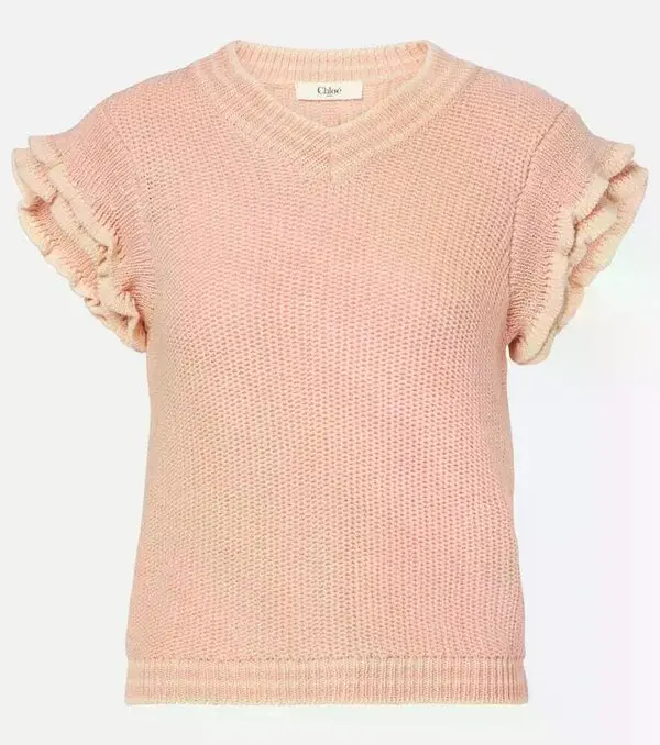 Chloé Ruffled Wool Top - Pink