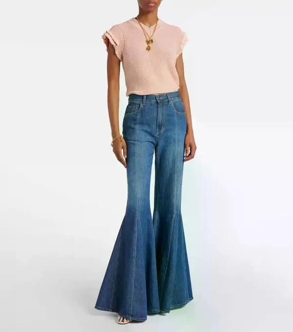 Chloé Ruffled Wool Top - Pink
