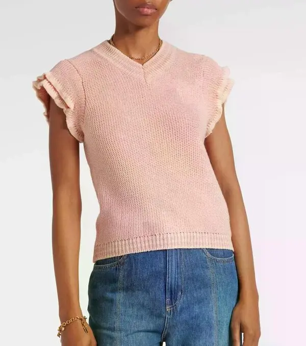 Chloé Ruffled Wool Top - Pink
