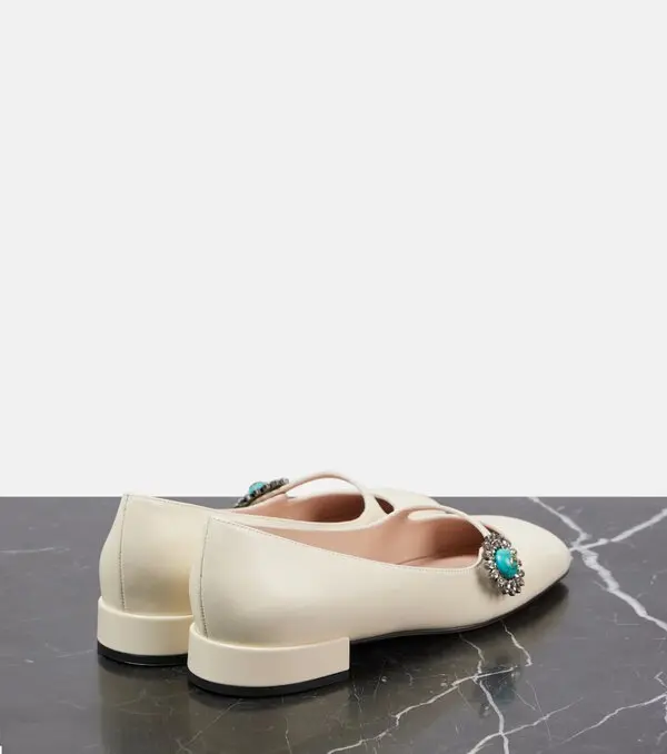 Valentino Garavani Daisy Embellished Leather Mary Jane Pumps