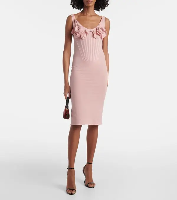 Magda Butrym Floral-appliqué Silk-blend Bustier Dress - Pink