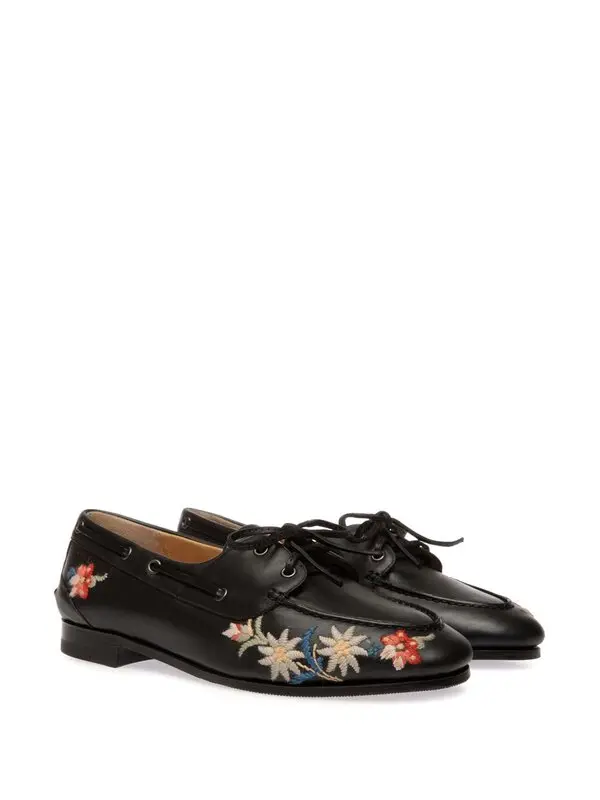 Bally Floral-embroidered Moccasin