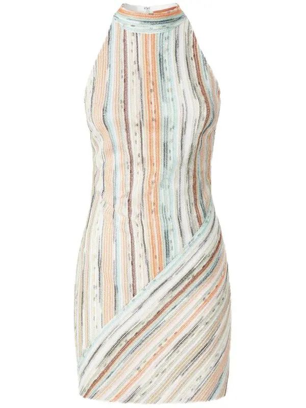 knee length dresses for ladies Missoni Mare Multicolor Striped Racer Back Bodycon Mini Dress - BOPF