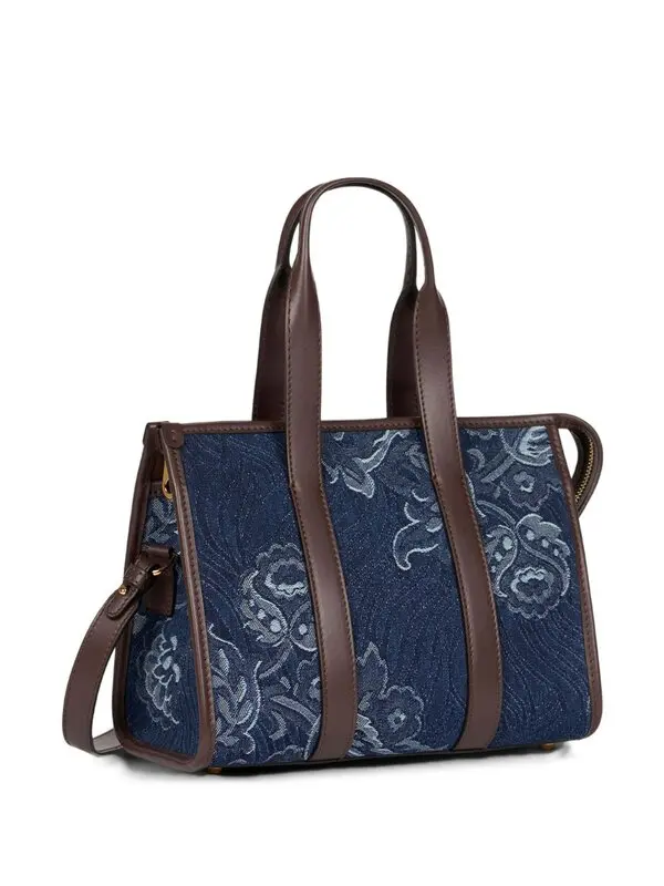 Etro Floral-jacquard Denim Tote - Blue