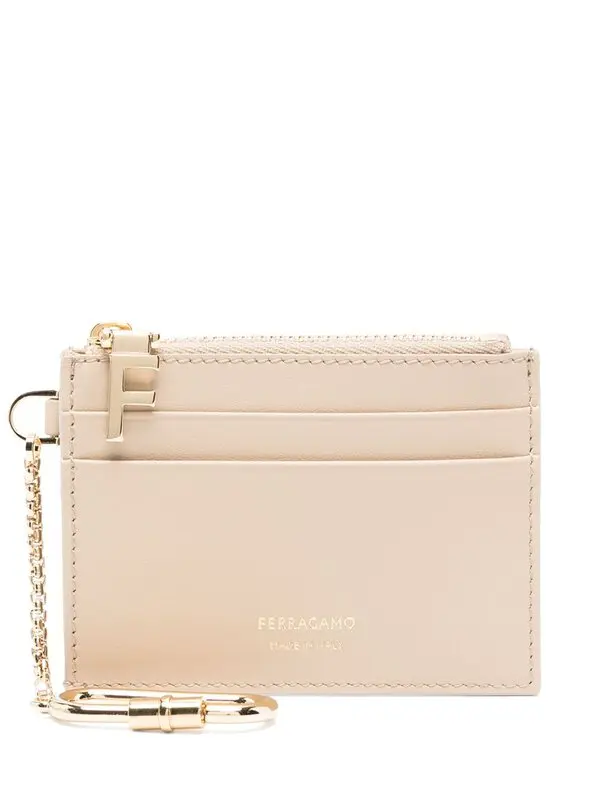 FERRAGAMO Leather Card Holder - Neutrals