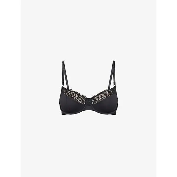 Calvin Klein Attraction Lace-trim Stretch-woven Bra - Black