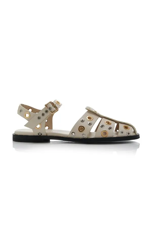 Freda Salvador Sera Studded Leather Fisherman Sandals - White