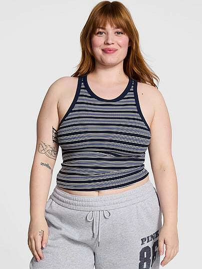 Pink Multi Rib Tank Top - Print
