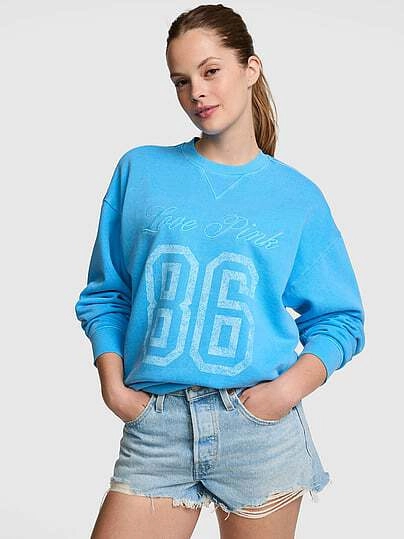 Pink Campus Fleece™ Oversized Crew Sweatshirt - Blue