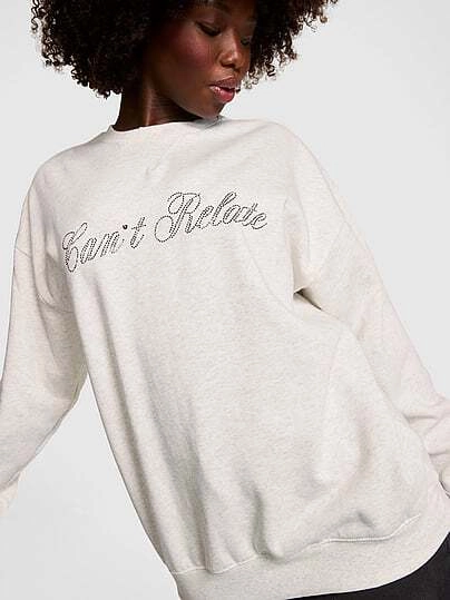 Pink Campus Fleece™ Oversized Crew Sweatshirt - Grey