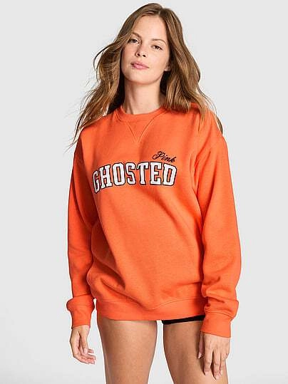 Pink Campus Fleece™ Crew Sweatshirt With Graphic Detail - Orange