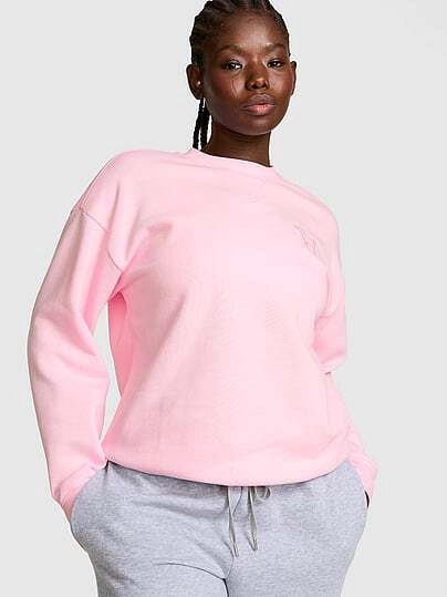 Pink Campus Fleece™ Crew Sweatshirt With Graphic Detail - Pink