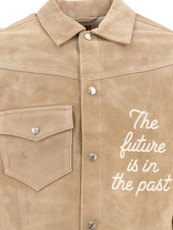 Human Made Suede Leather Trucker Jacket - Beige - 45% Off