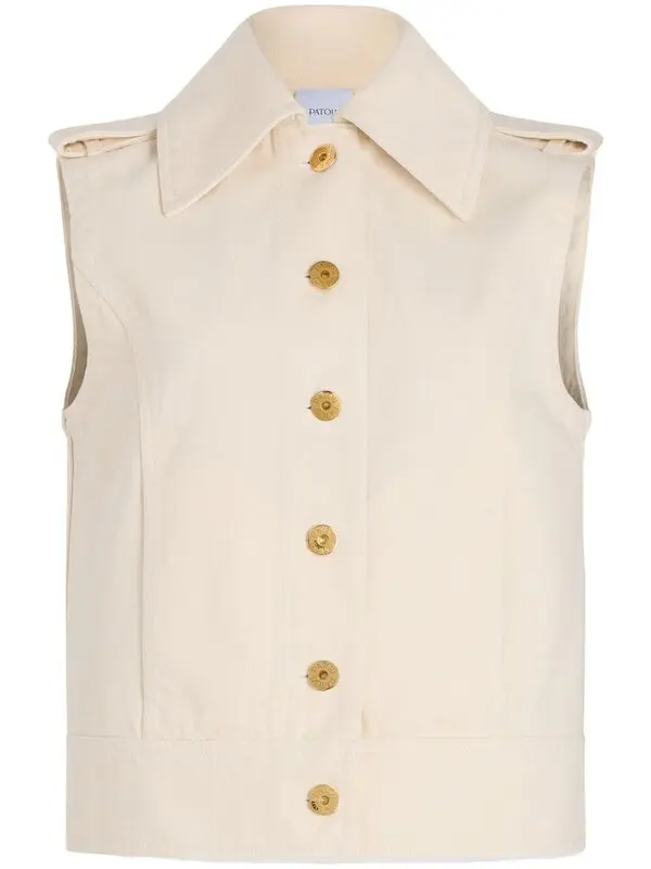 Patou Sleeveless Denim Jacket - Neutrals