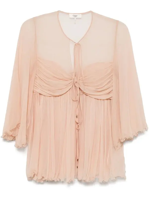 Chloé Pleated Silk Top