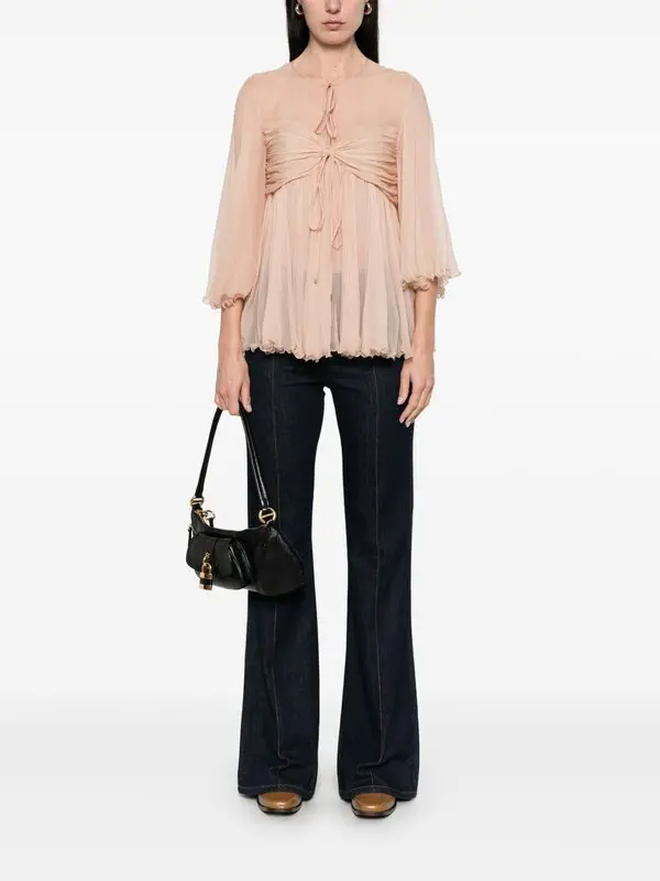 Chloé Pleated Silk Top