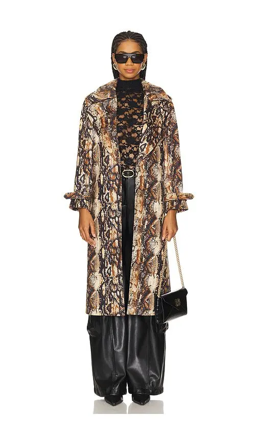 Alice + Olivia Nevada Drapey Mid Length Trench Coat