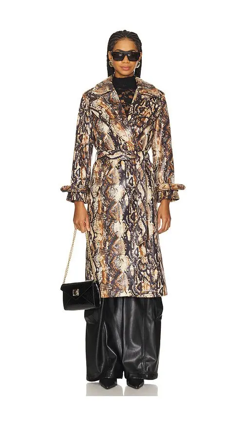 Alice + Olivia Nevada Drapey Mid Length Trench Coat